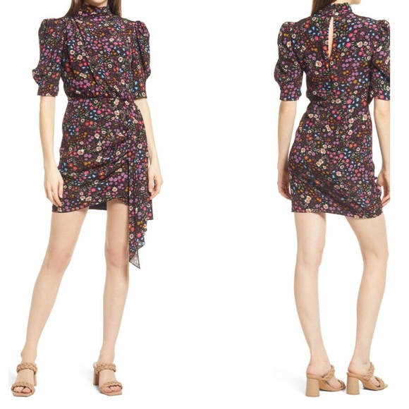 SAYLOR | Dresses | Saylor Floral Mini Dress Black Multi | Poshmark